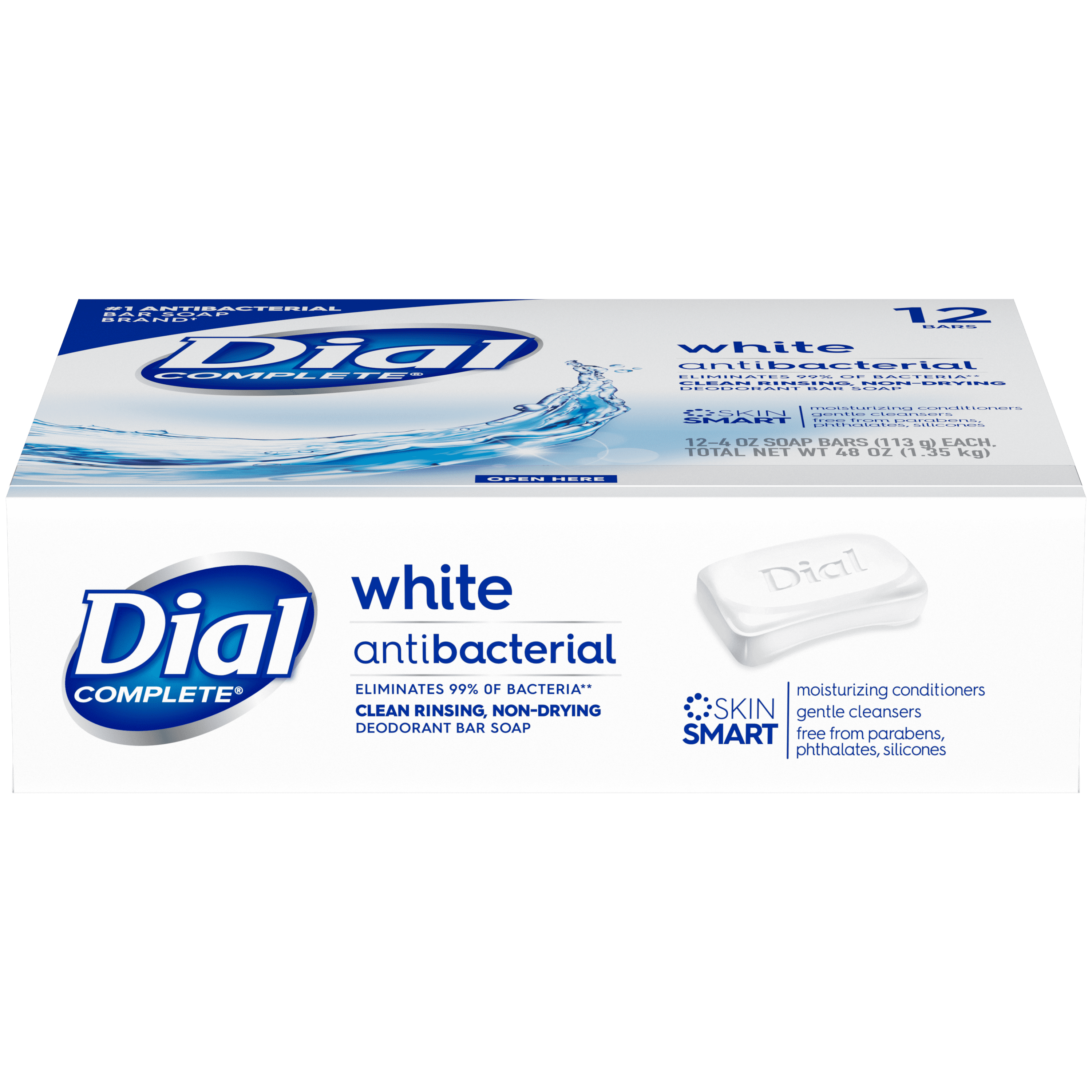 Dial Antibacterial Bar Soap, Refresh & Renew, White, 4 oz, 12 Bars Best ...