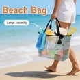 Blue Beige Mesh Beach Bag for Women Men, Large Beach Tote Waterproof ...