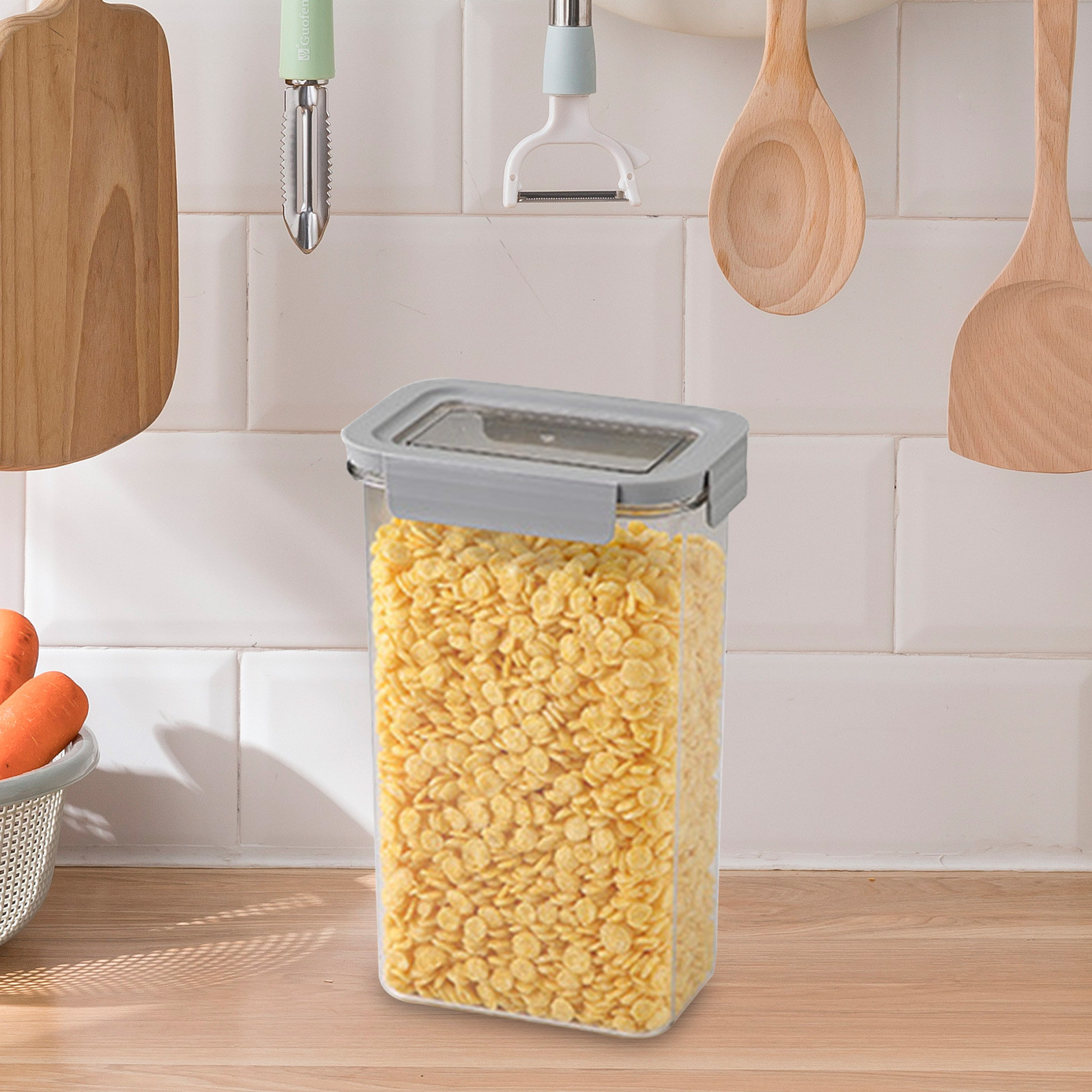 Vikakiooze Airtight Cereal Storage Container, Clear 2.3L Airtight ...