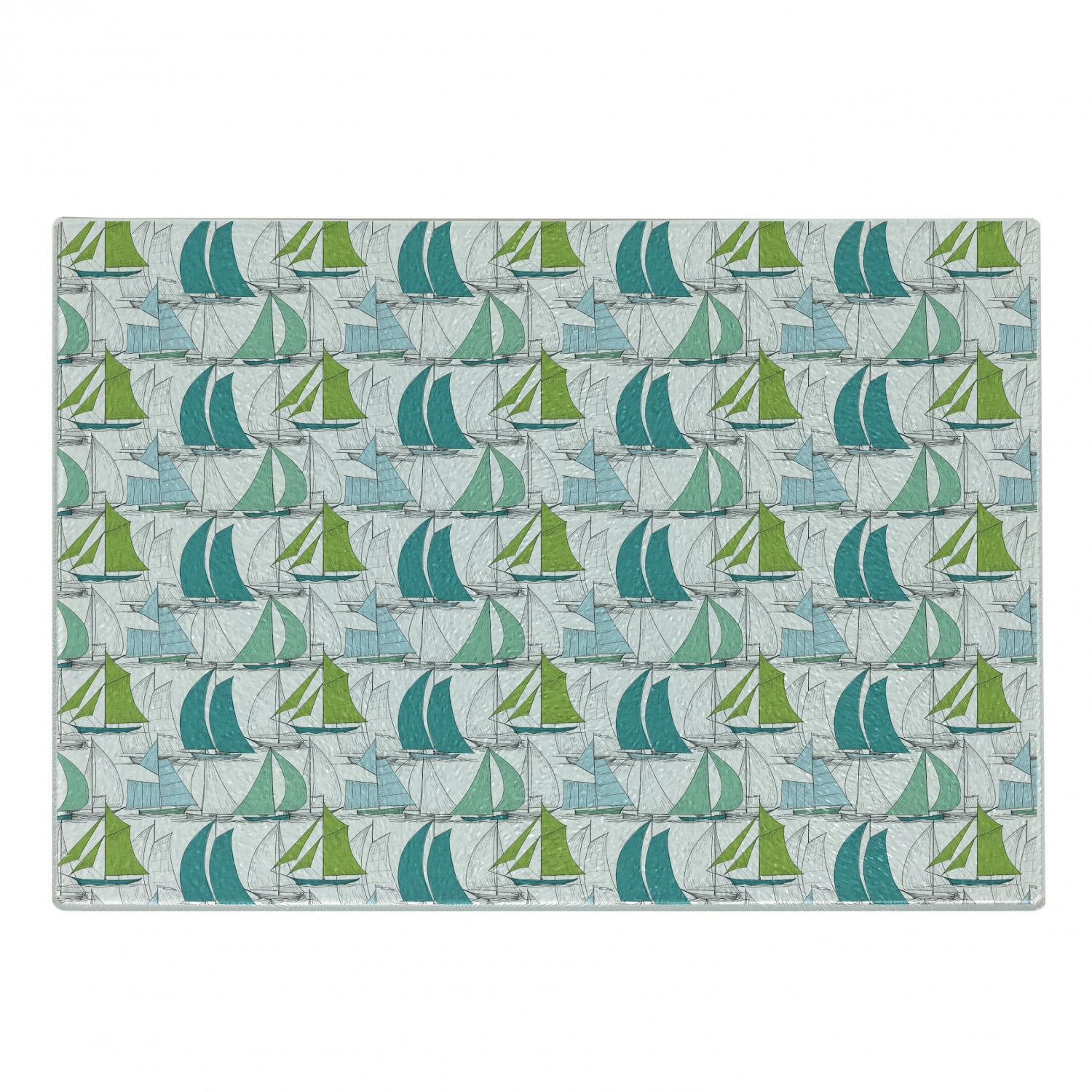 Nautical Cutting Board, Sailing Boats on the Ocean Surfing Coastal ...