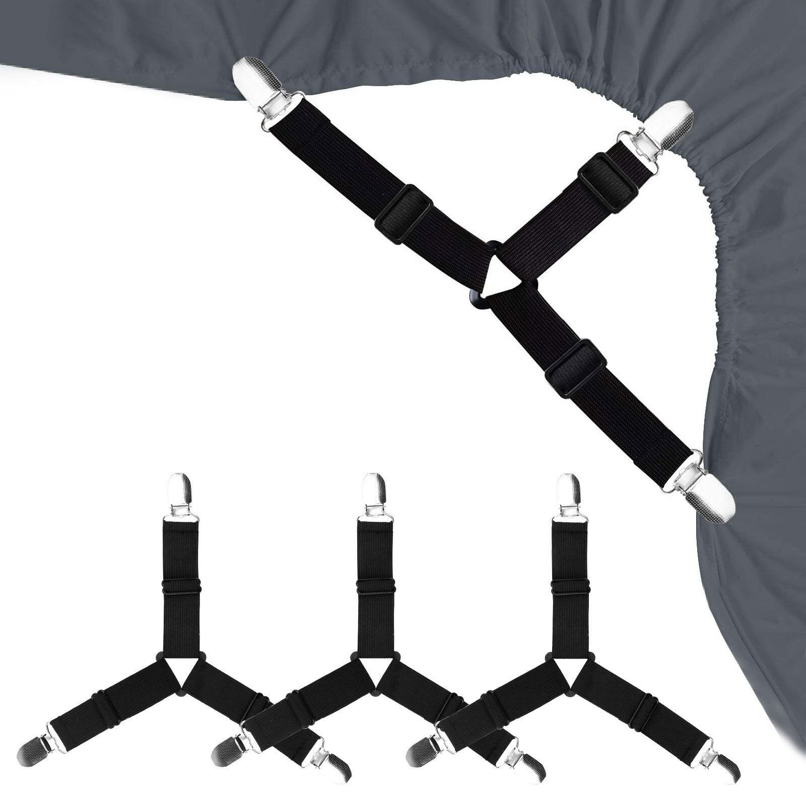 4 Pcs Bed Suspender Straps Mattress Fastener Holder Triangle Grippers ...