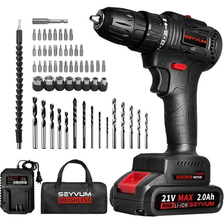 P10 21V Cordless Drill Set, [Powerful Brushless Motor] [Compact], Power ...