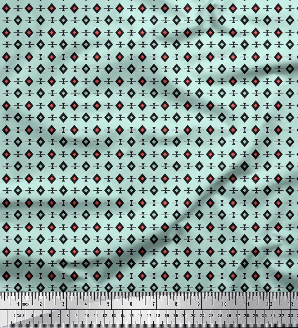 Soimoi Japan Crepe Satin Fabric Diamond,Plus Sign & Triangle Geometric ...