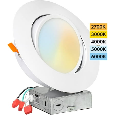[4-Pack] 6-Inch Gimbal Adjustable LED 2700K-6000K Color Selectable ...