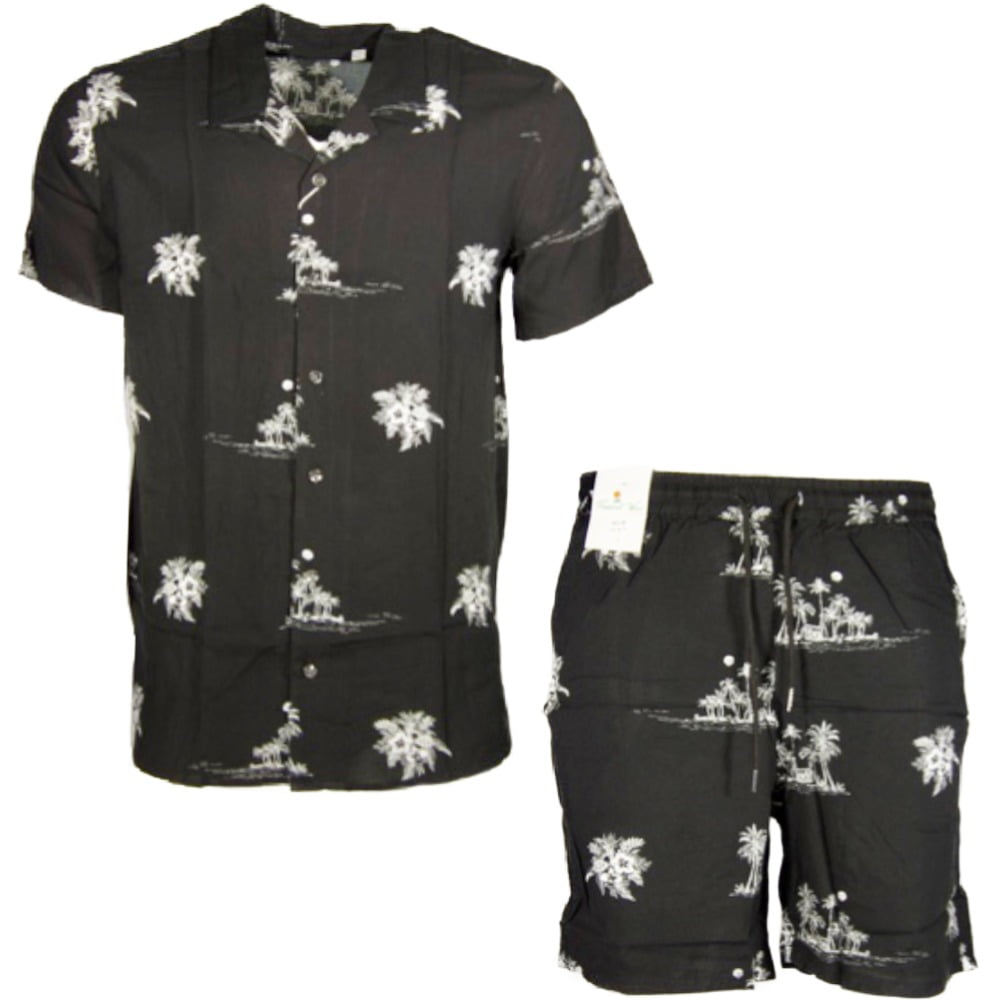 Men's 2 Piece Shorts and Shirt Tropical Casual Matching Beach Clothing ...