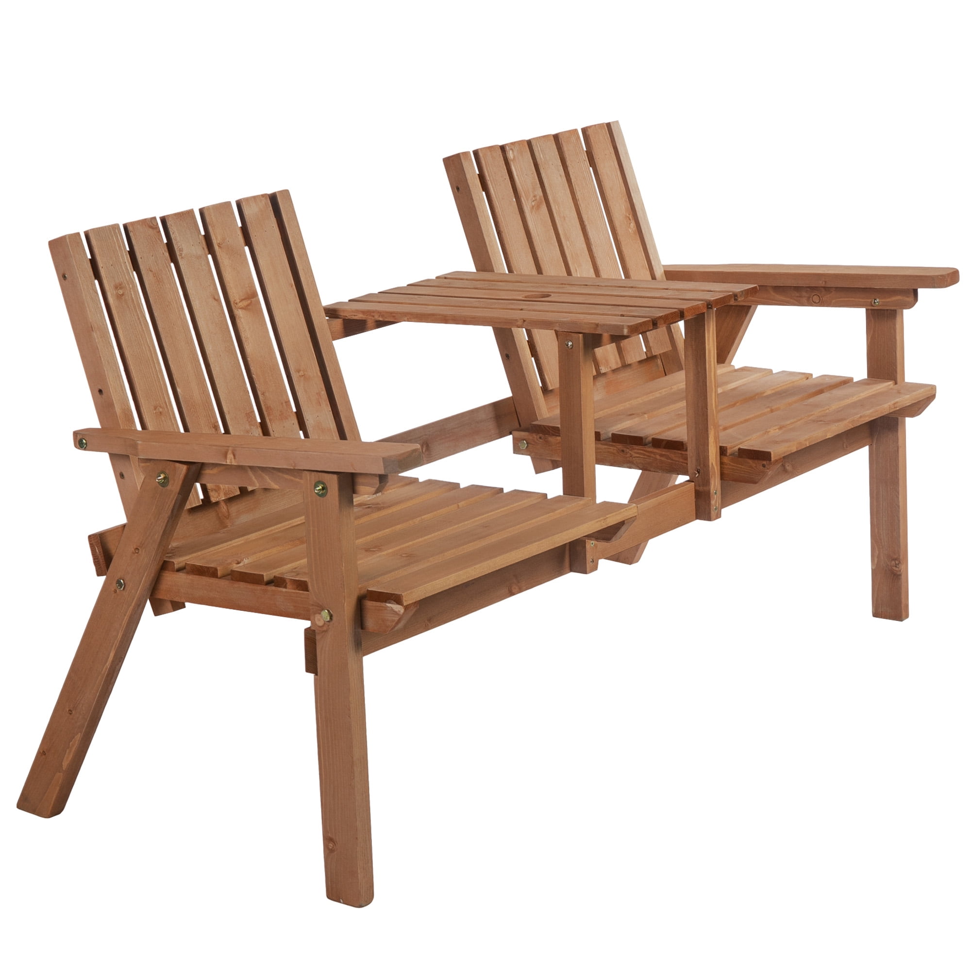 Click here for Outsunny Outdoor Wooden Bench With Middle Table An... prices