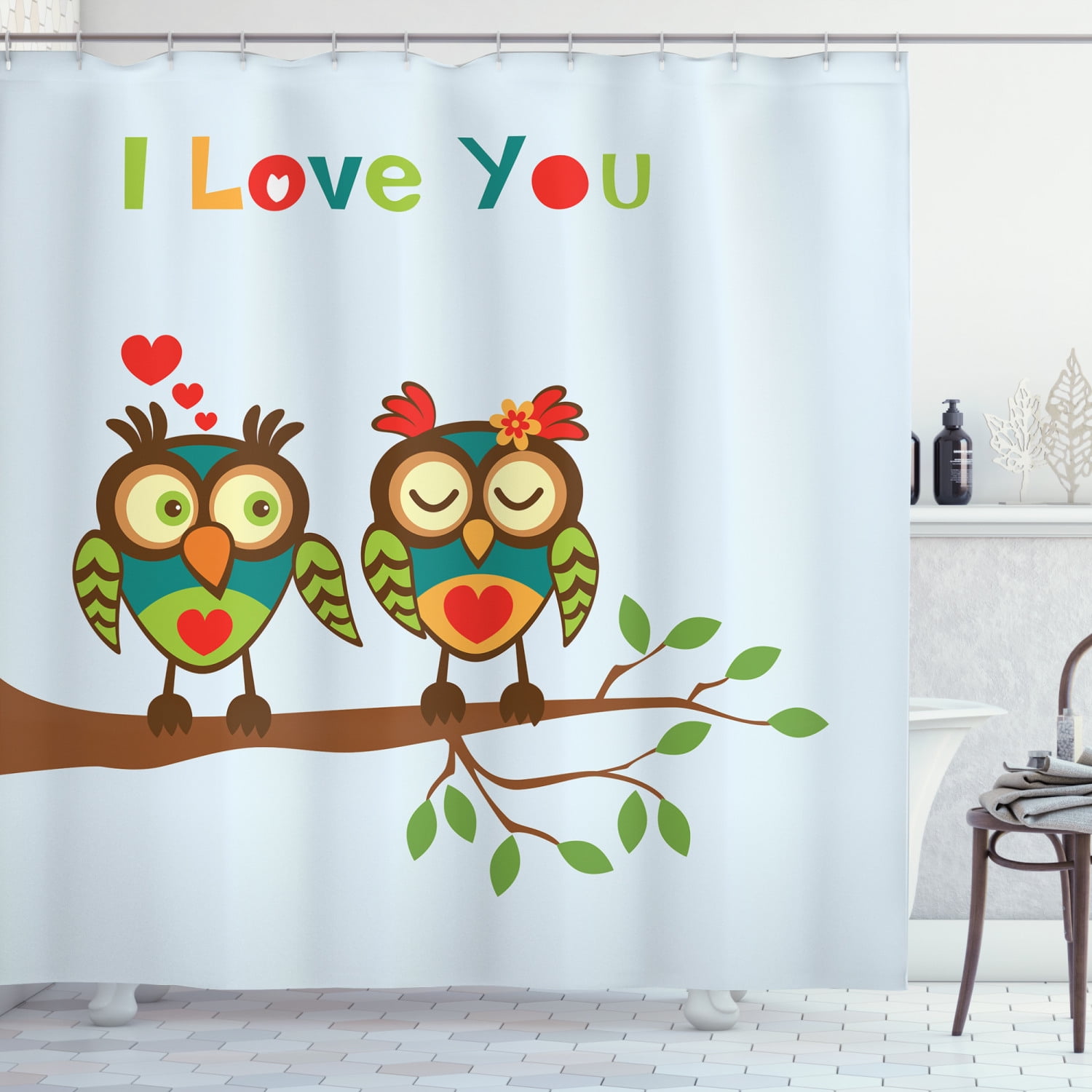 Ambesonne Romantic Shower Curtain, Affection Message, 69"Wx70"L ...