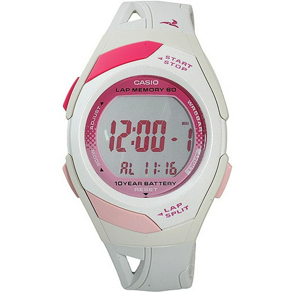 Casio - Casio Women's 60-Lap Sport Watch, White/Pink STR300-7 - Walmart ...