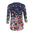 3/4 Length Sleeve Shirts for Women Floral Crewneck Workout Cute Blouses ...