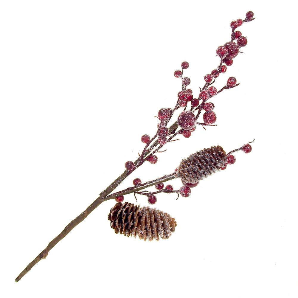 Winter Frosted Red Berry Pick Christmas Holiday Decoration, 18-Inch ...