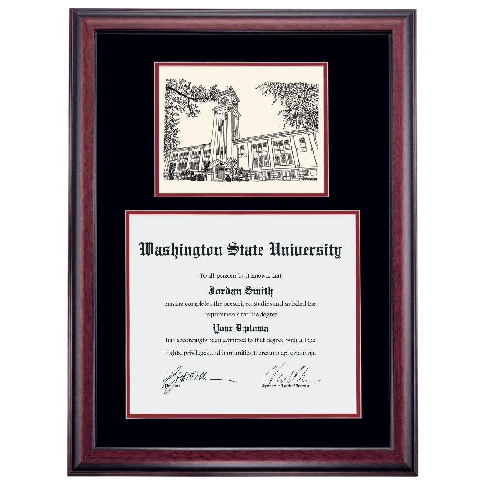 Dawn Diploma Frame for Washington State WSU, Black/Maroon Mat with ...
