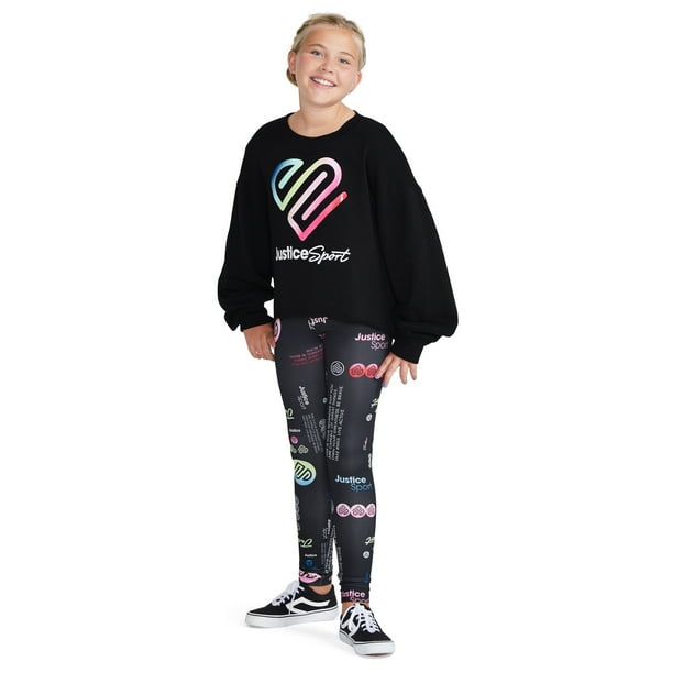 Justice J-SPORT Girls Active Long Sleeve Crewneck Sweatshirt and ...