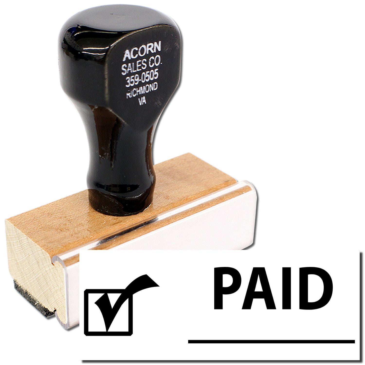 Large Paid with Checkmark Rubber Stamp, Wooden Handle Rubber Stamp ...