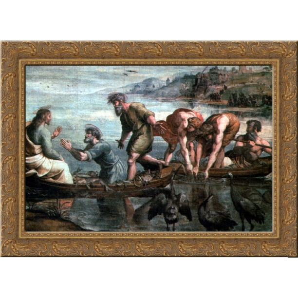 Miraculous Draught of Fishes 24x20 Gold Ornate Wood Framed Canvas Art ...