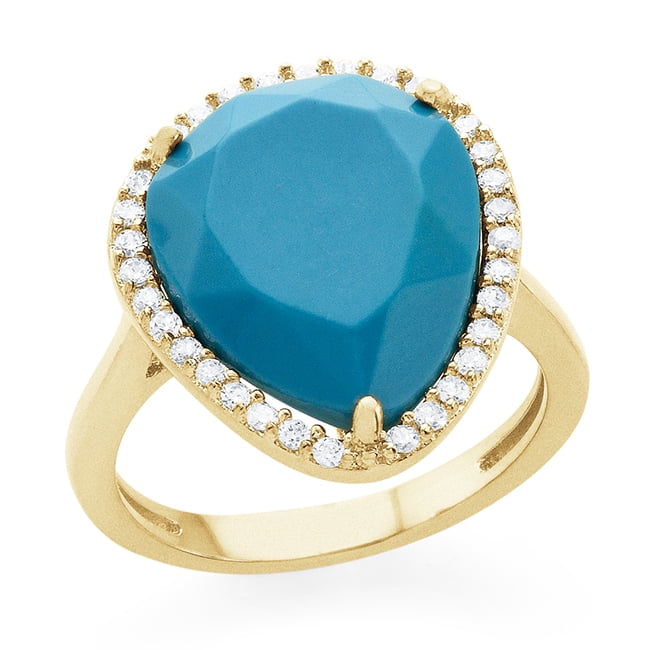 Netaya Genuine Turquoise Pear Shaped Fashion Ring - Walmart.com