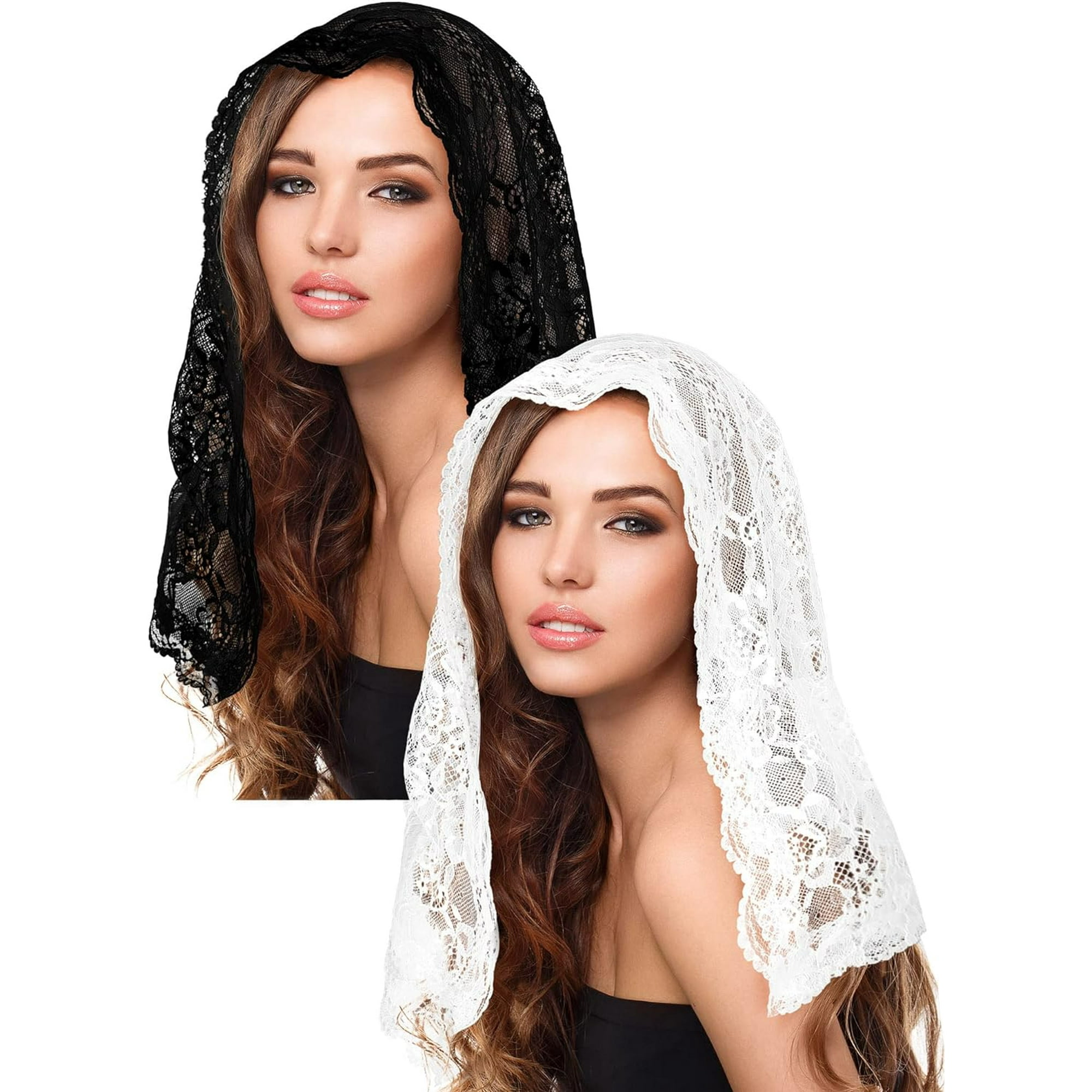 Click here for Hahadaxa 2 Pcs Floral Lace Veils Latin Mass Head C... prices