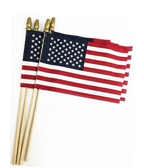 GIFTEXPRESS 8 x 12 Inch Spearhead Handheld American Stick Flags/Grave ...