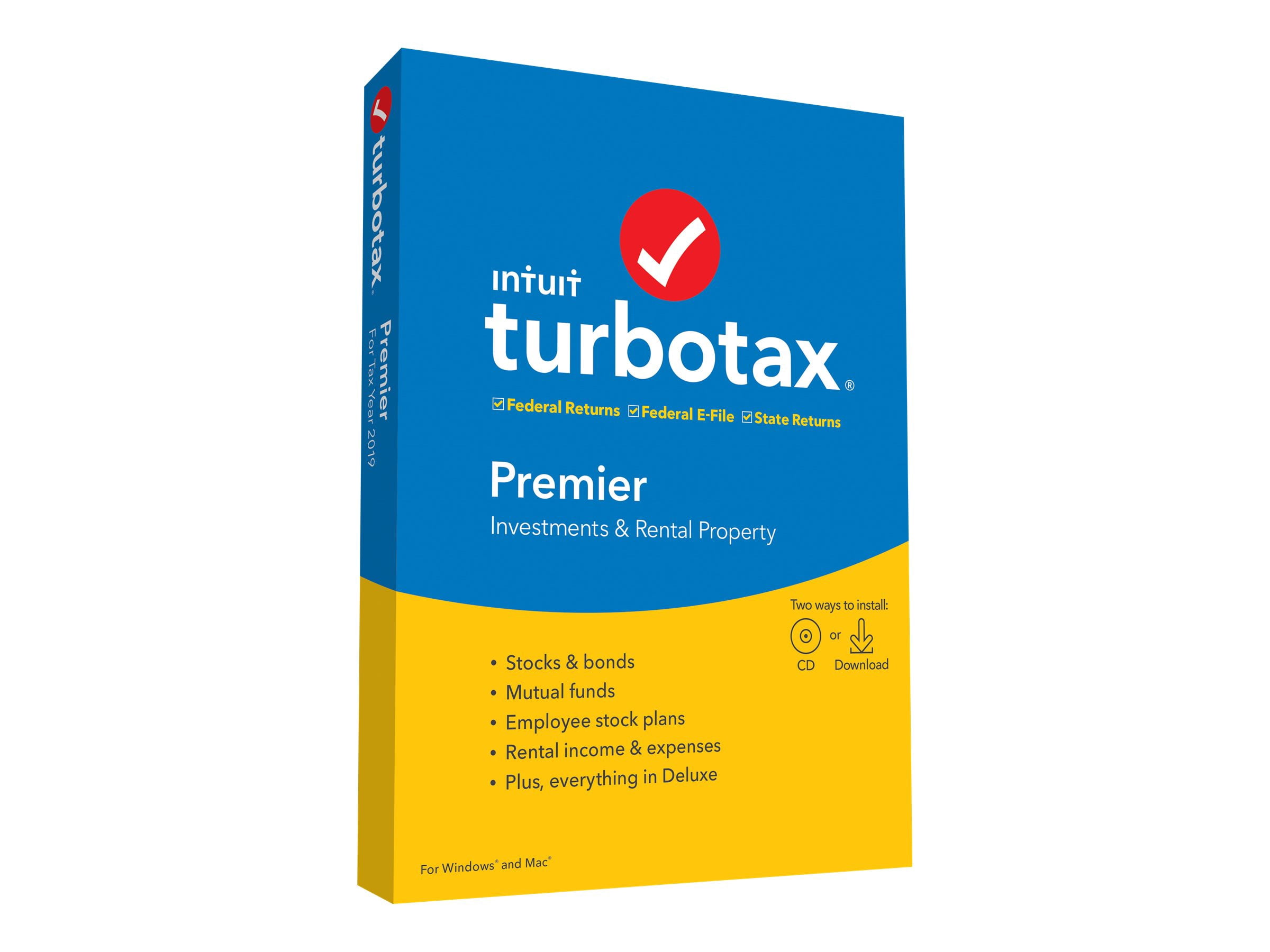 TurboTax Premier For Tax Year 2019 Box Pack 1 User CD Download TurboTax Premier For Tax Year 2019 Box Pack 1 User CD Download