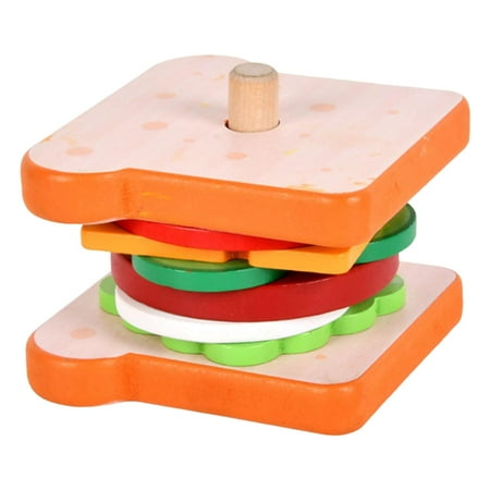 Pretend Wooden Food Stacking Toys with Order Cards Learning Activities ...