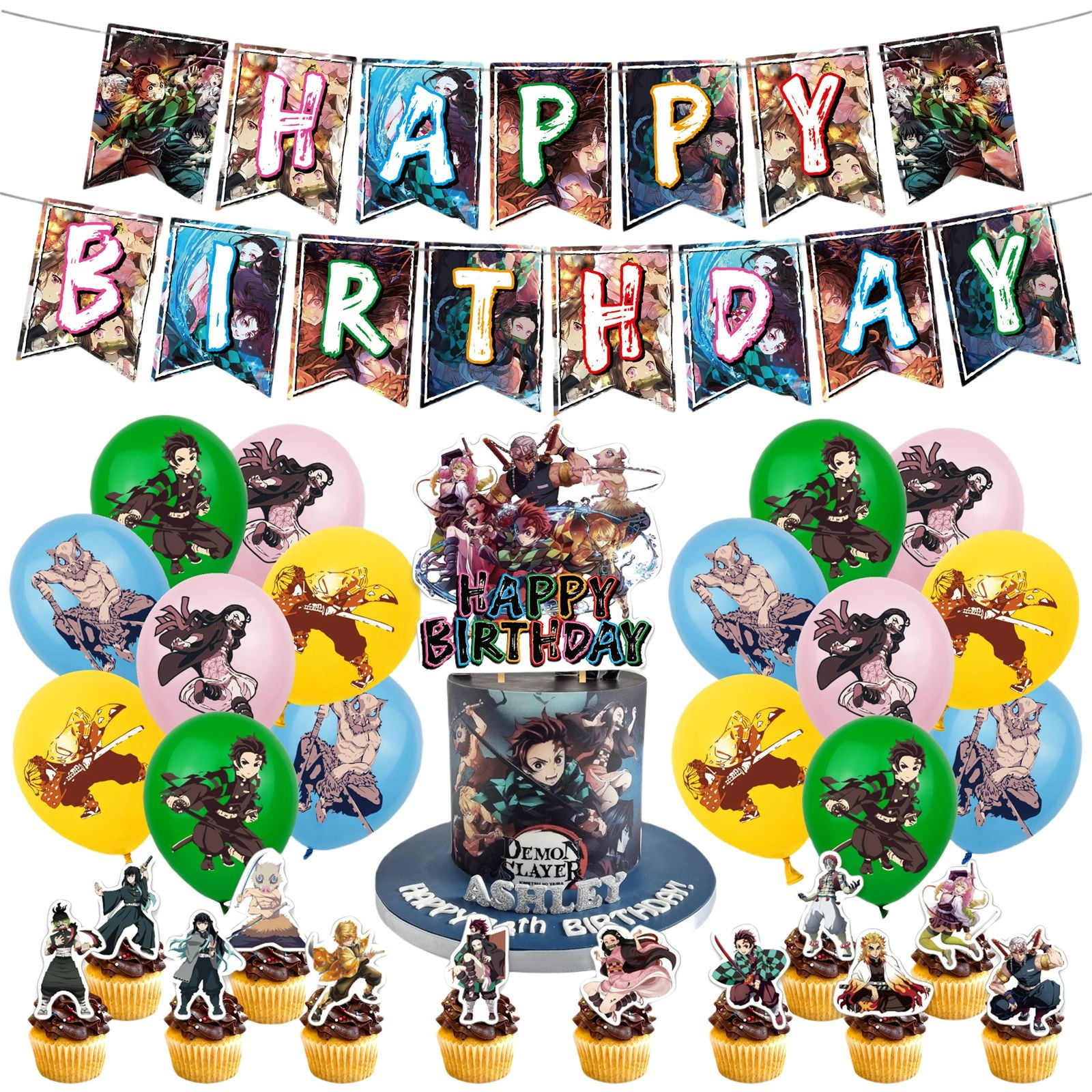 Click here for Whit3f1ve Demon Slayer Theme Birthday Party Decora... prices