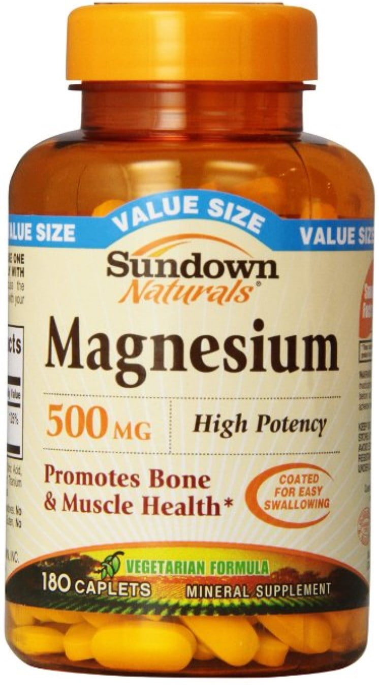 Sundown Naturals Magnesium 500 mg Caplets, 180 ea - Walmart.com