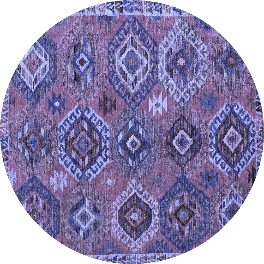 Ahgly Company Indoor Round Southwestern Blue Country Area Rugs, 5 ...