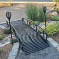 Kinbor 8Ft Metal Garden Bridge, Outdoor Decorative, Black with Safety ...
