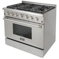 Kutch Professional 36" Stainless Steel Natural Gas Range with Knobs in ...