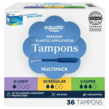 (3 pack) Equate Tampons with Premium Plastic Applicators, Unscented ...