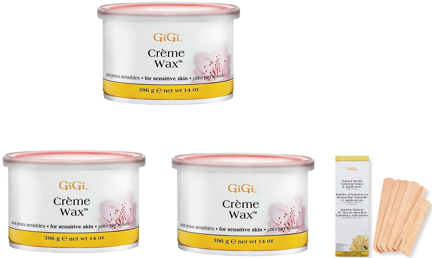 GiGi (3-PACK) Creme Wax Hair Remover & Sensitive Areas and BONUS FREE ...