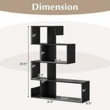 Costway 1 PCS 5-Tier S-Shaped Bookshelf with Open Cubes Anti-Toppling ...