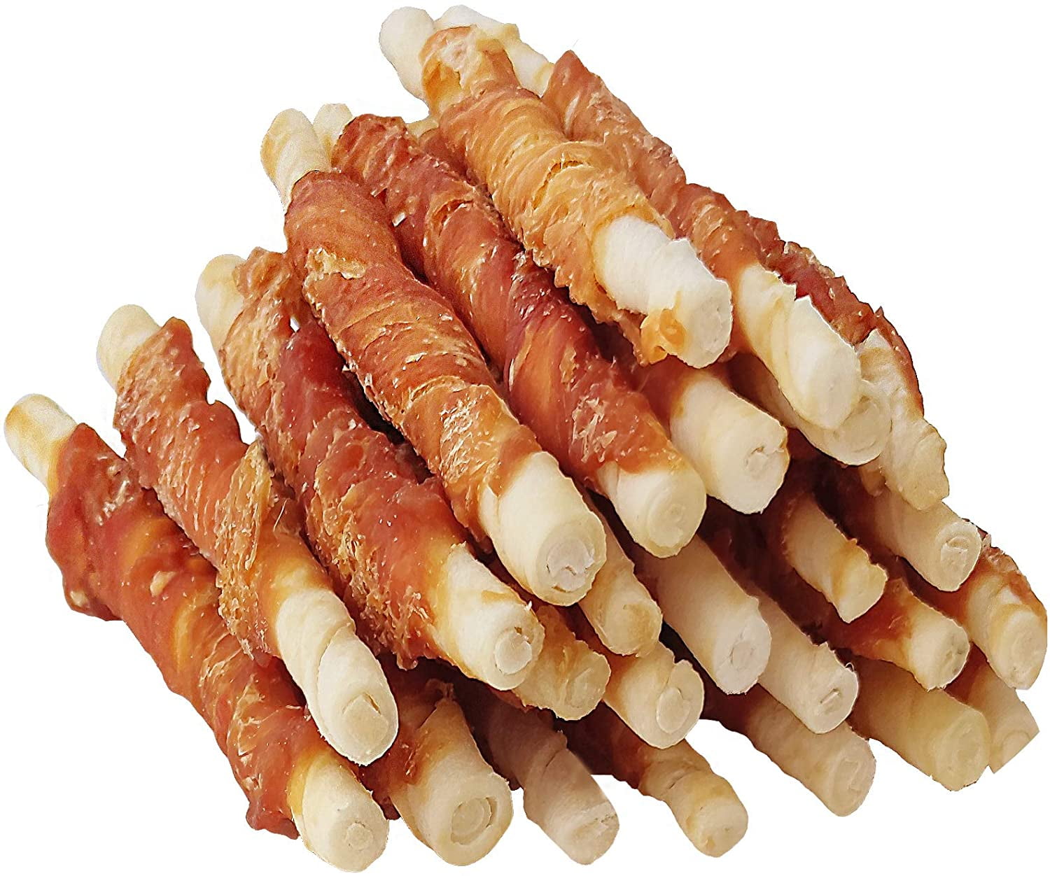 Dog Rawhide Twist 5 Inch 25 Count Chicken Hide Sticks Chicken Wrapped ...