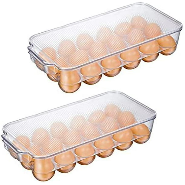 Set of 2 Fridge Bin Egg Holder | Stackable BPA Free Plastic Egg Holders ...