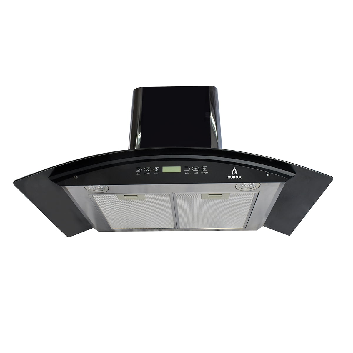 Campana extractora touch para pared de acero inoxidable negro y cristal ...