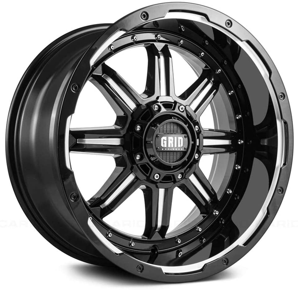 Grid OffRoad Custom Wheel for 17"x9" Rim Hub Gloss Black with Milled ...