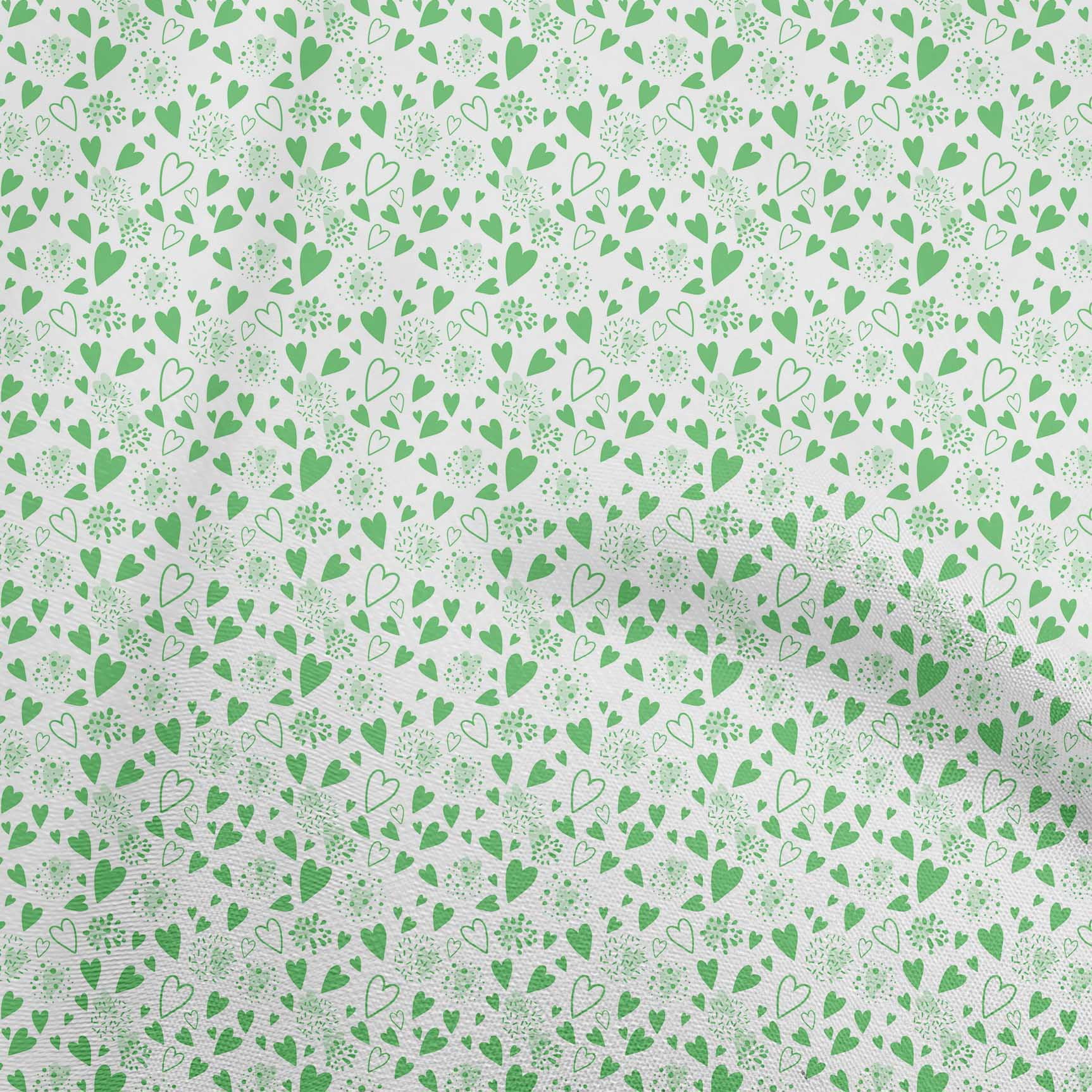 oneOone Cotton Poplin Green Fabric Heart Craft Projects Decor Fabric ...