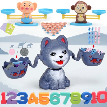 Montessori Math Match Game Board Toys Monkey Puppy Balancing Scale ...