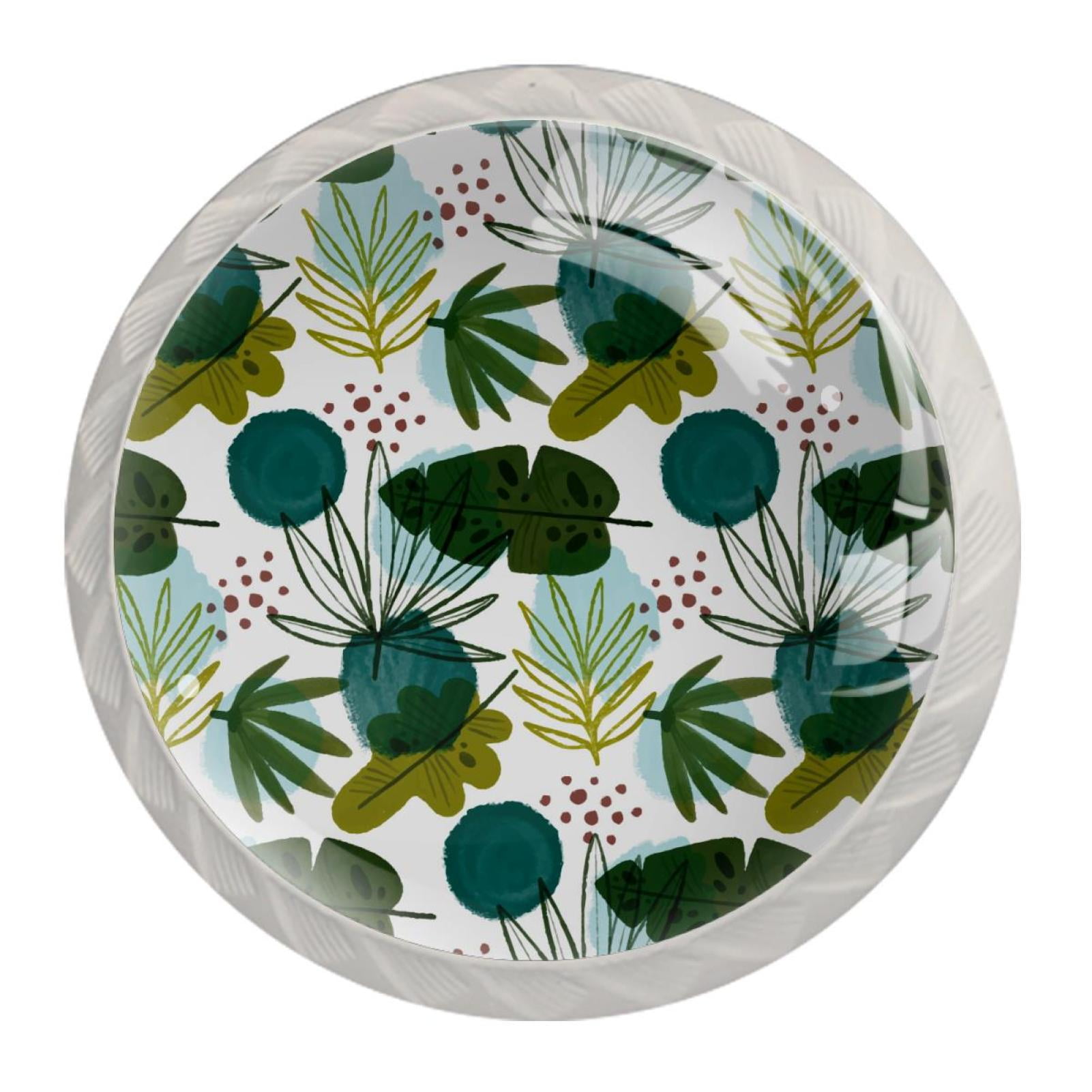 4 Pcs Plant Leaves Pattern Knobs for Kitchen Cabinet Cupboard Dresser ...