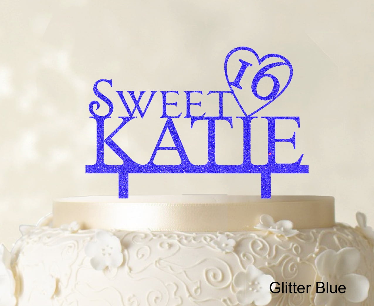 "Personalized Birthday Cake Topper Glitter Blue Cake Topper Color ...