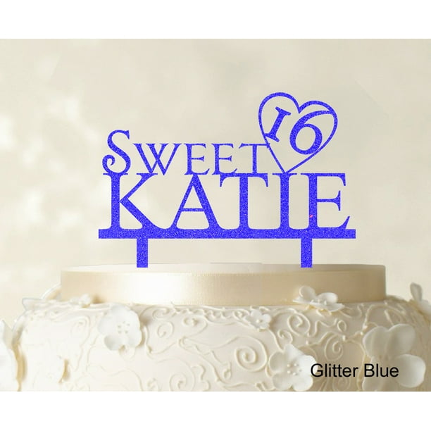 "Personalized Birthday Cake Topper Glitter Blue Cake Topper Color ...