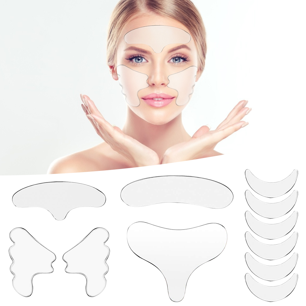 11PCS/Set Reusable Silicone Wrinkle Forehead Sticker Face Neck Sticker ...
