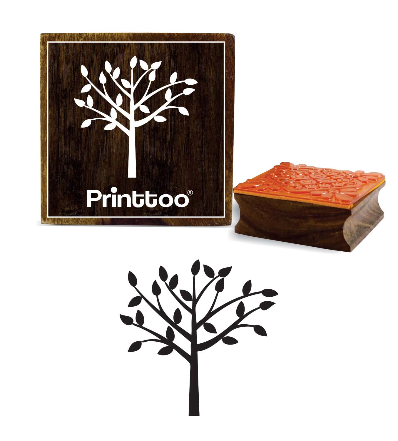 Printtoo Tree Pattern Square Wooden Rubber Stamp Scrap-booking Craft ...