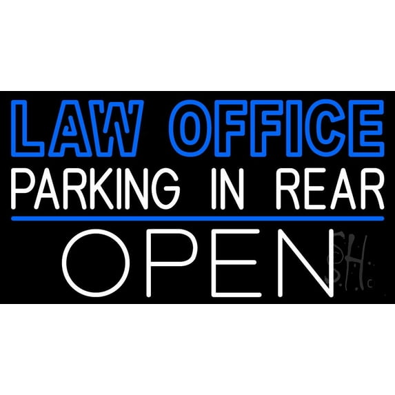 Law Office Open LED Neon Sign 20 x 37 - inches, Black Square Cut ...