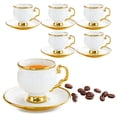 Luxury Gold Trim Ceramic Coffee Cup & Saucer Set, High-Fired Thickened ...
