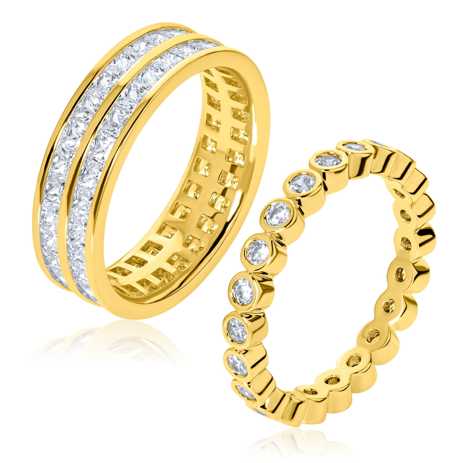 JeenMata Colección de Anillos de Piedra con Engaste en Bisel y Capas ...