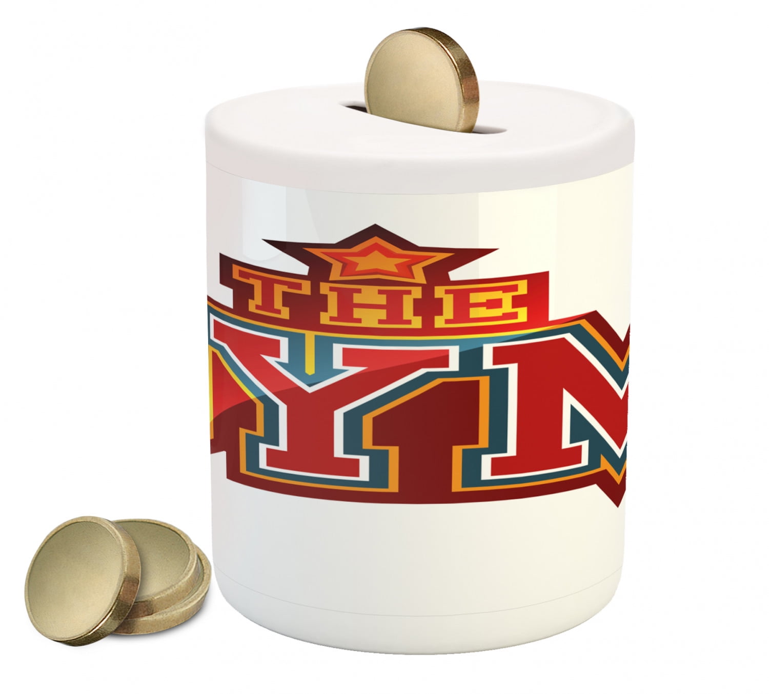 Fitness Piggy Bank, Vibrant the Gym Sign with Star Workout Bodybuilding ...