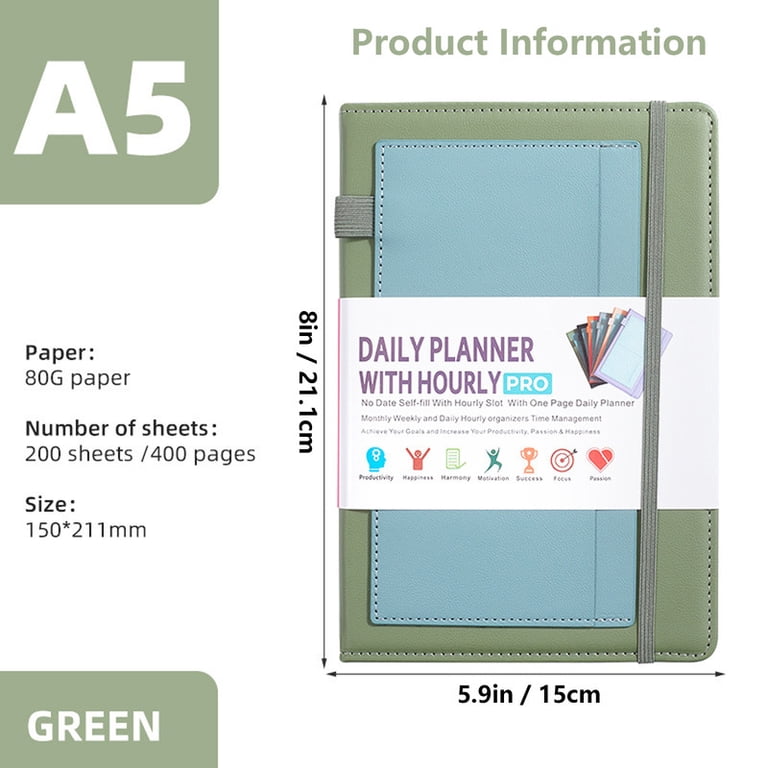 Undated Daily Planner for 2026, Planner Agenda Book, Daily Monthly ...