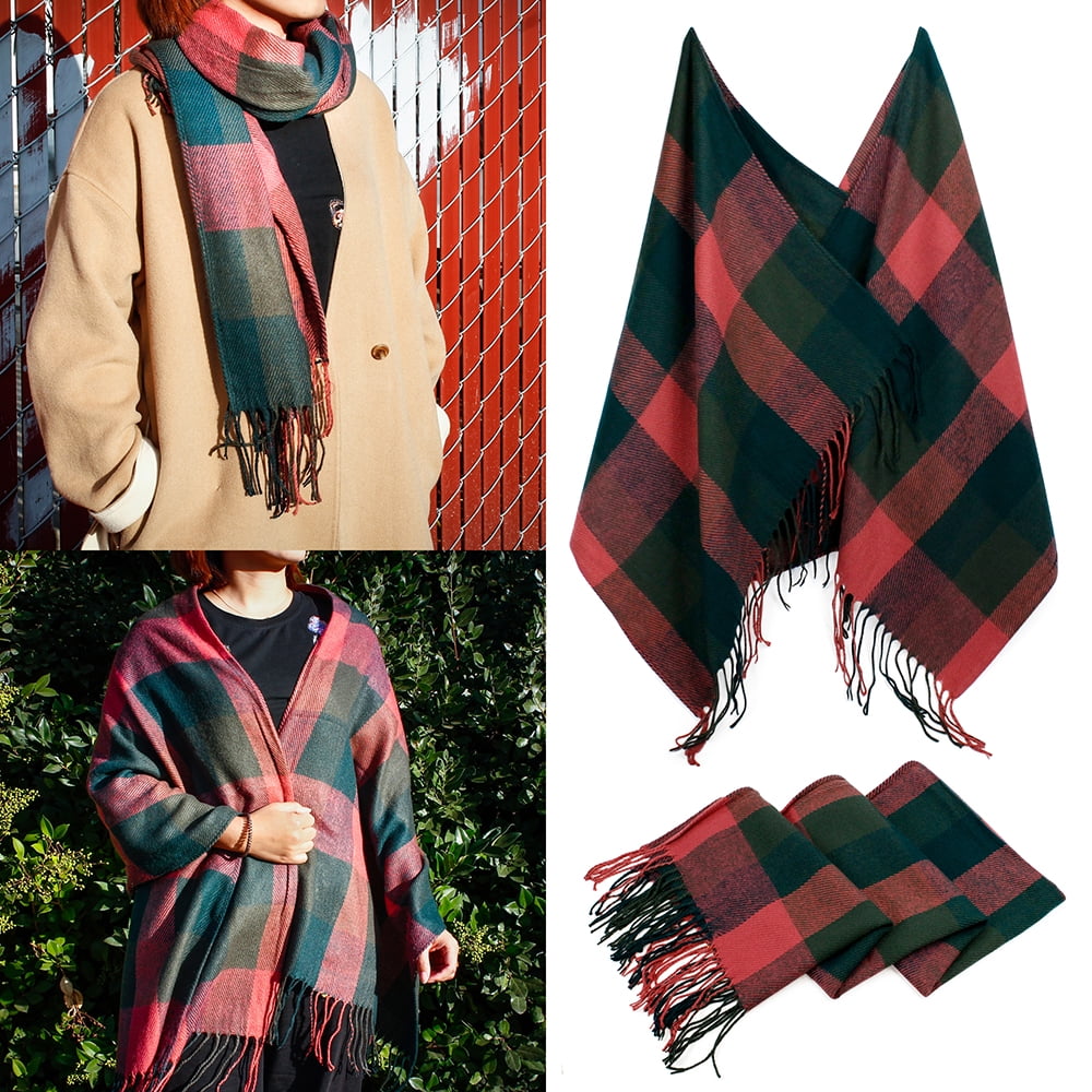 Fashion Women's Scarf Lightweight Long Plaid Tartan Scarfs Lady ...