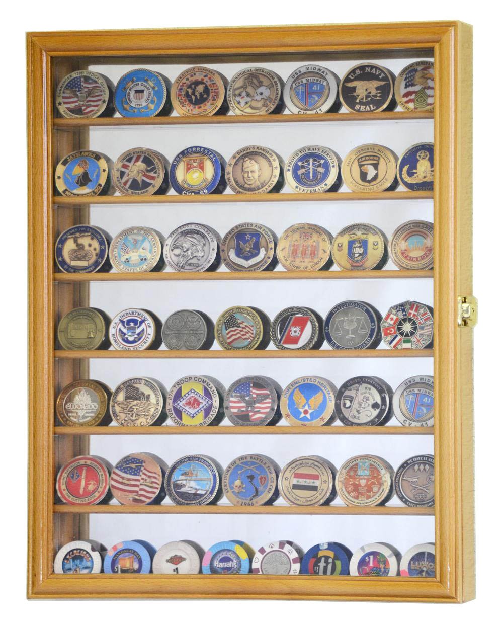 Mirrored Back Military Challenge Coin Display Case Cabinet - Walmart.com