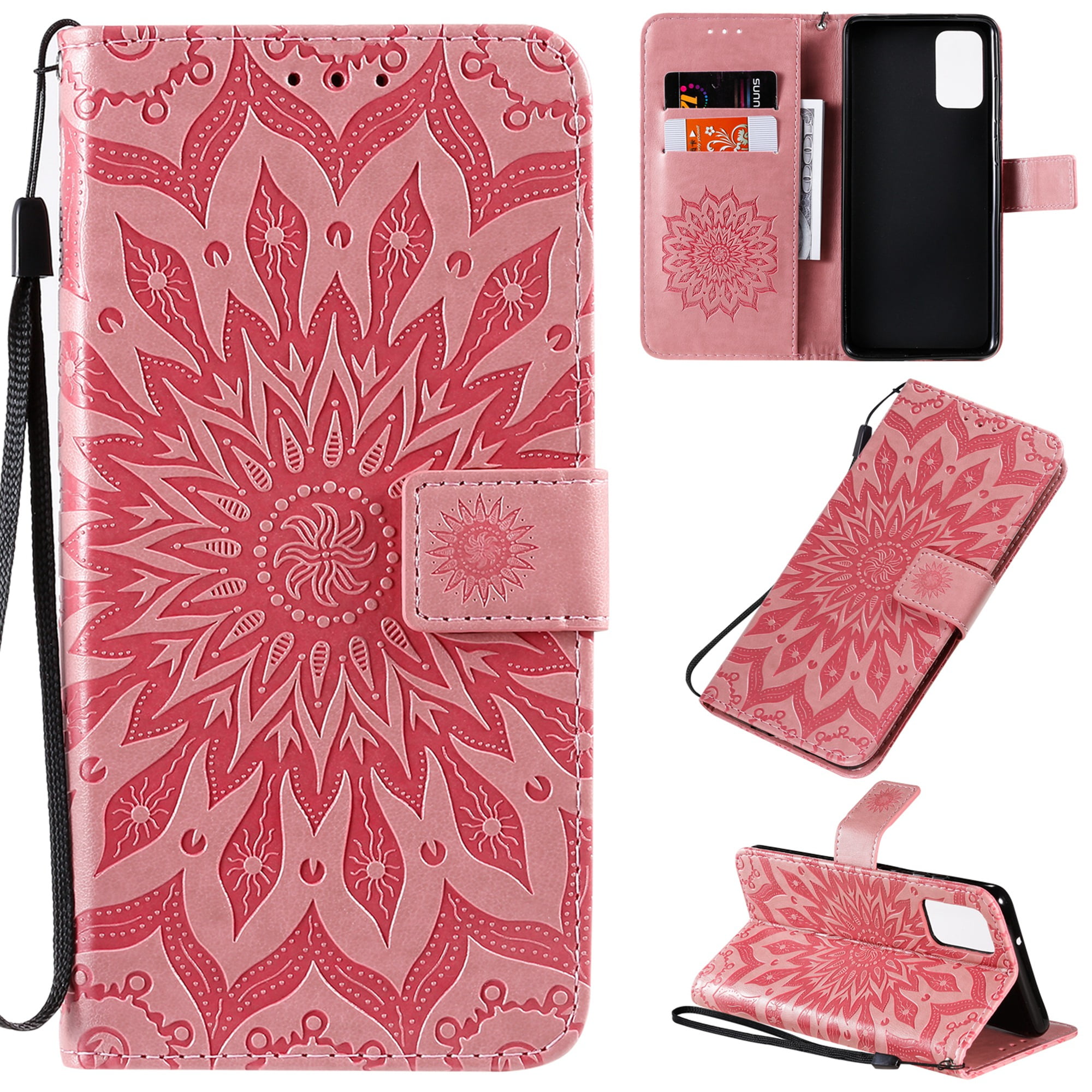 Dteck Galaxy S20 FE (Fan Edition) 5G Case, Embossed Flower PU Leather Magnetic Folio Flip Wallet ...